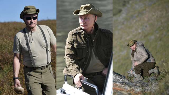 PHOTOS: Sporting retro shades, khaki pants and hat, Vladimir Putin's ...