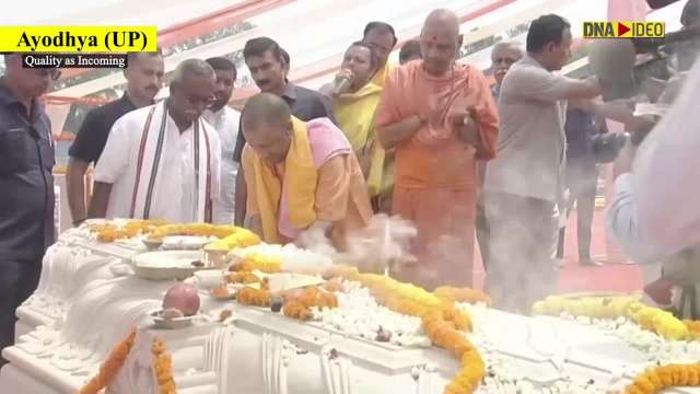 Yogi Adityanath Lays Foundation Stone Of Ram Mandirs Garbhagriha In