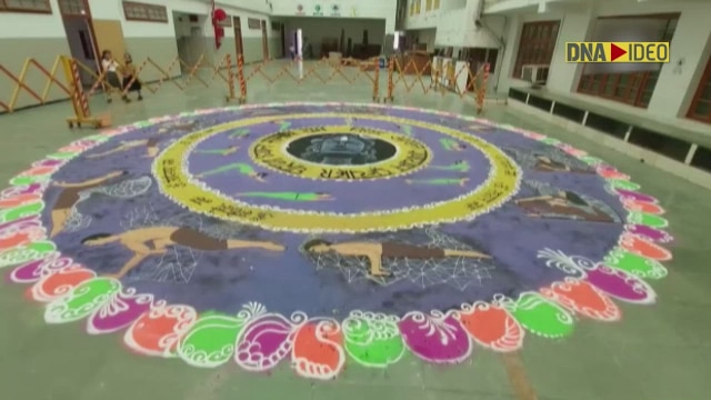 Rangoli made in Vadodara to mark International Yoga Day 2022