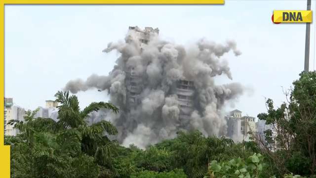 Noida Twin Towers Demolition Video: Massive explosion razes 100-metre ...