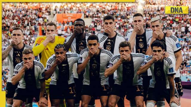 Germany players protest against FIFA by covering mouths after ban on ...
