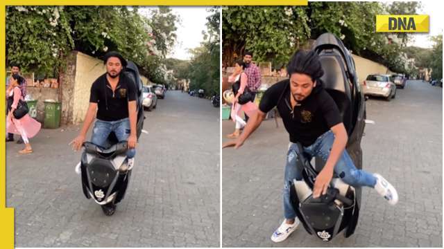 Viral video: Man fails horribly while trying a dangerous scooty stunt ...