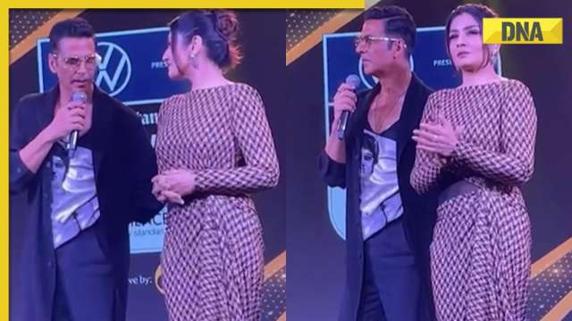 Exes Akshay Kumar and Raveena Tandon share a hug at Mumbai event ...